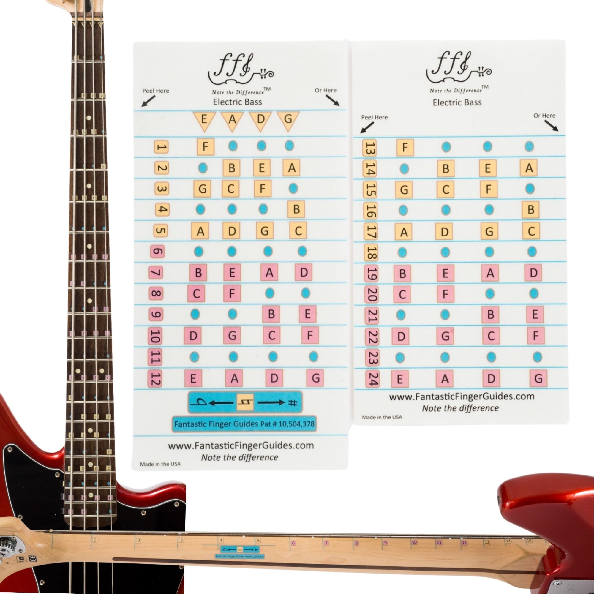 Electric Bass Fretboard Stickers - Fantastic Finger Guides